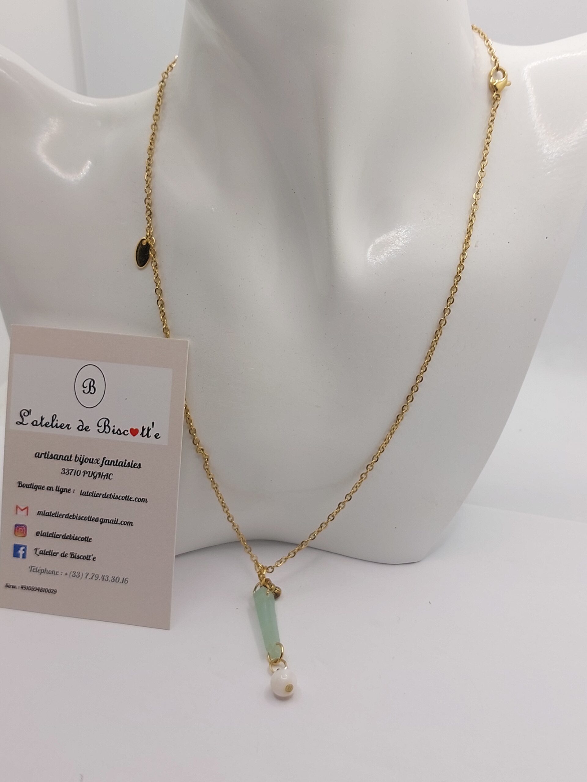 COLLIER TRAIT VERT - latelierdebiscotte.com